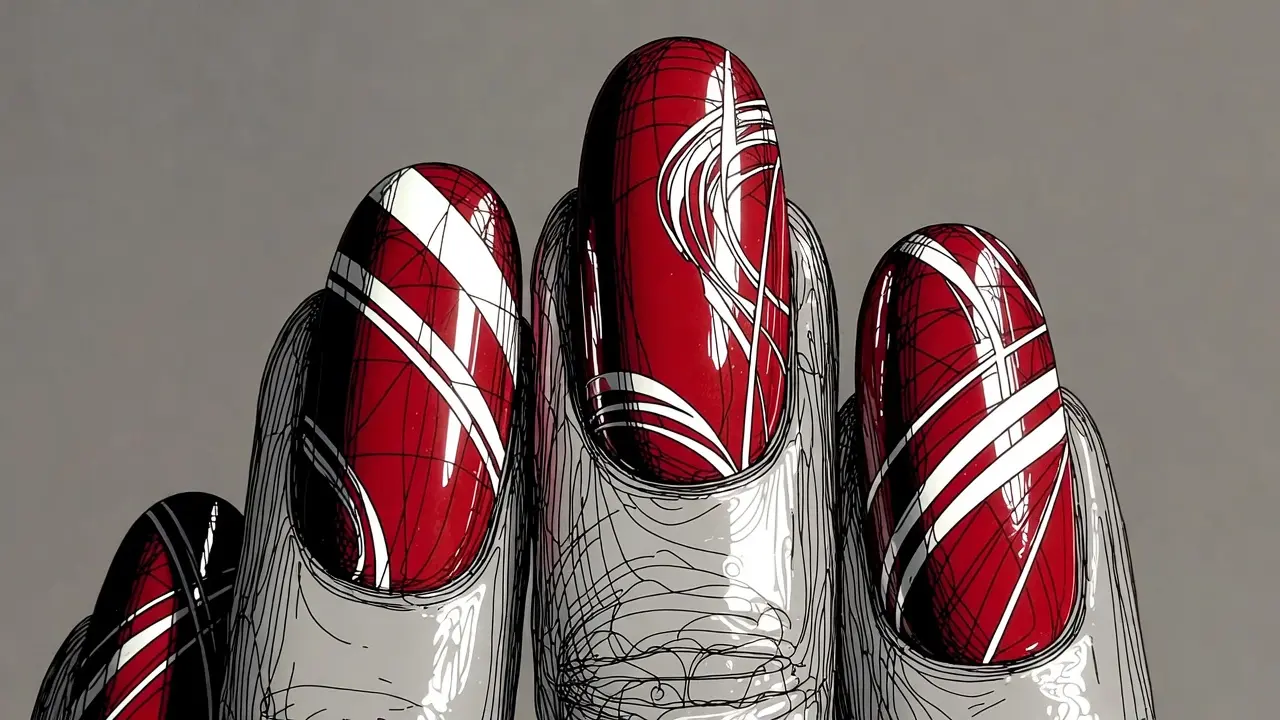20 Short Cherry Red Square Acrylic Nails